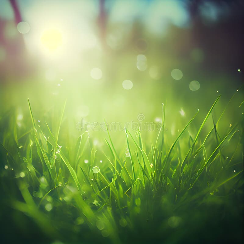 Nature Grass Landscape with Ray Ligth Stock Illustration - Illustration ...