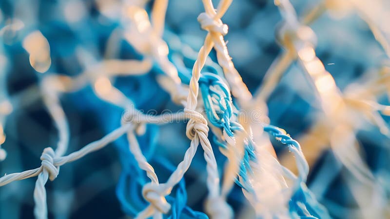 Generative AI Net of Beige and Blue Strings Close Up Business Concept ...