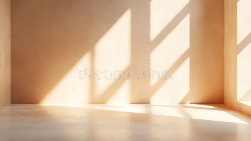 Generative AI Neutral Color Background with Shadows Empty Floor and ...