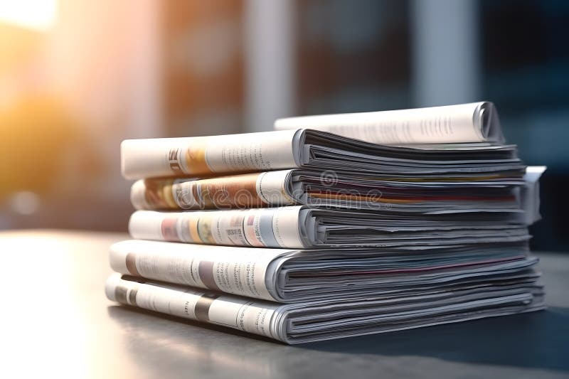 Generative AI Newspapers Folded and Stacked Concept for Global ...