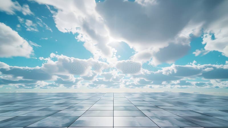 Generative AI Nice Blue Sky with Floor Background with Beautiful Clouds ...