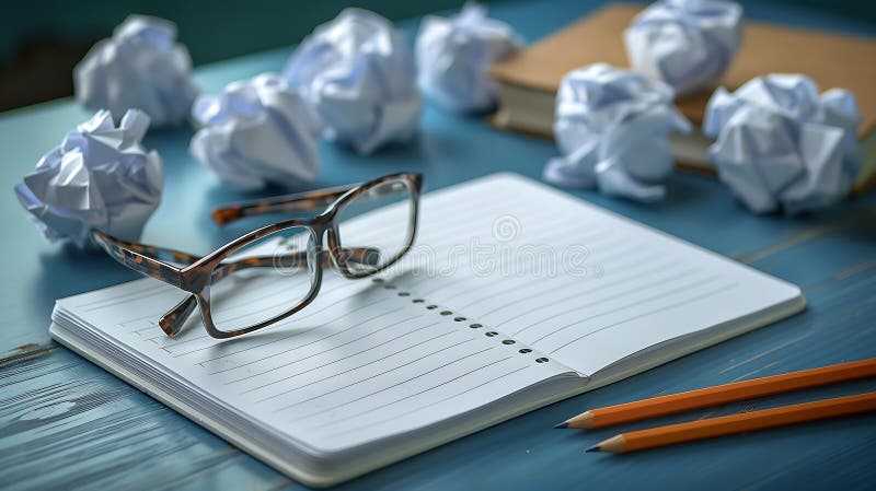 Generative AI Notebook with Blank and Empty Sheets with Glasses and ...