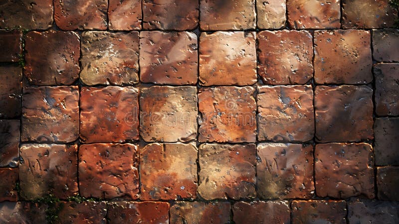 Generative AI Old Handmade Terracotta Tile Flooring Brick Pavement ...