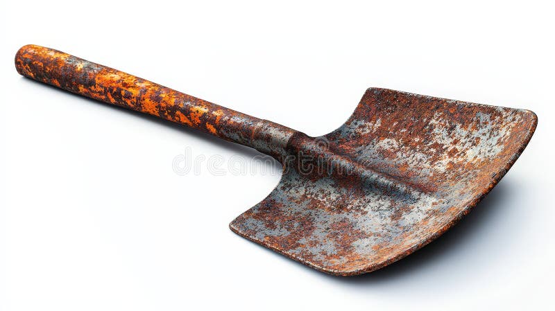 Old Rusty Shovel Resting on a Clean White Background Showcasing Its ...