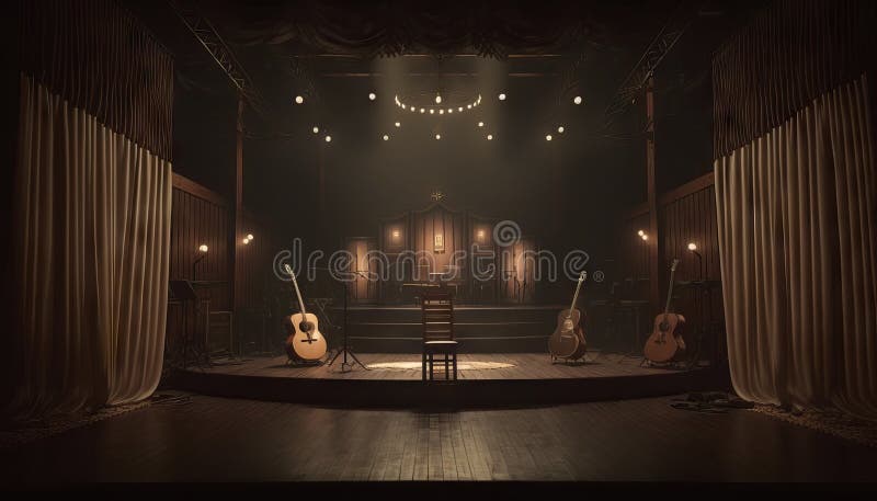 Generative AI of an Old Theater Stage with a Stage and Musical ...