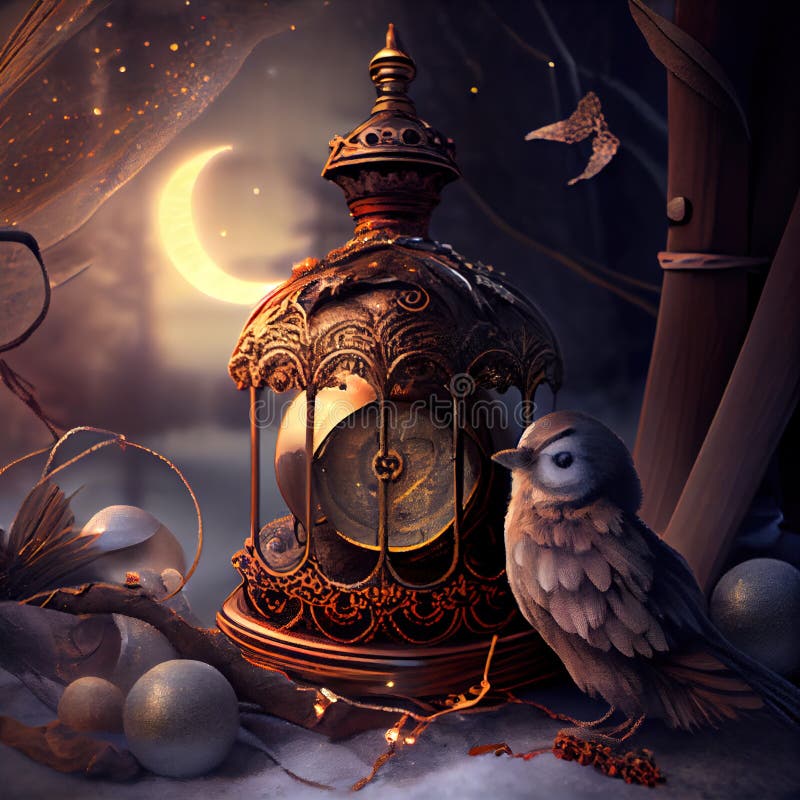 Generative AI: Old Treasure Cage with Relics Lit by Candle Stock ...