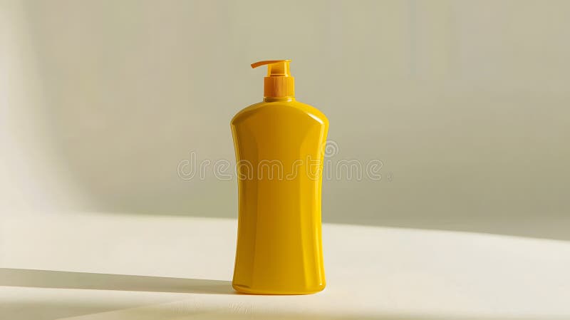 Generative AI One Single New Clean Blank Generic Yellow Shampoo Bottle ...