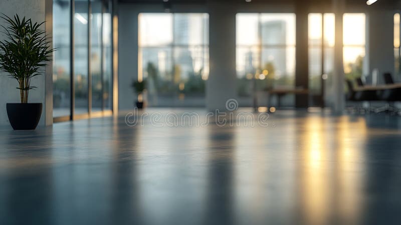 Generative AI the Open Space Office is Empty and Dim Abstract Light ...