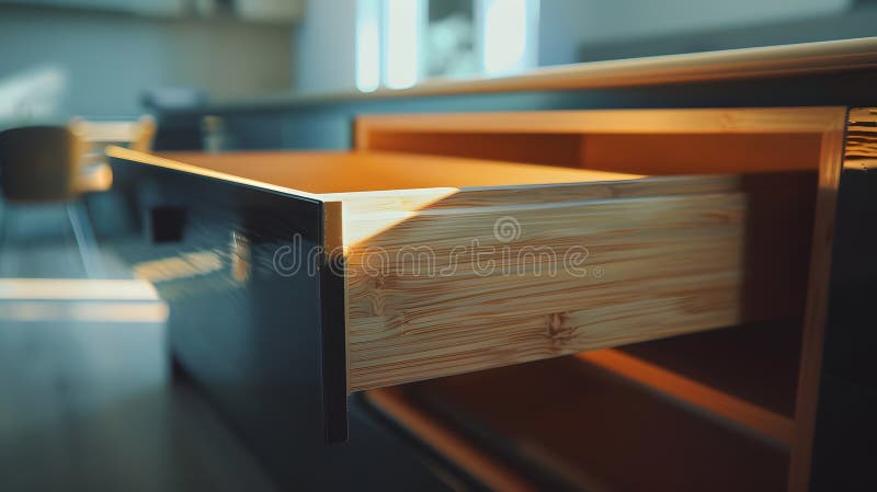 Generative AI Opened Empty Drawer in Light Kitchen Business Concept ...