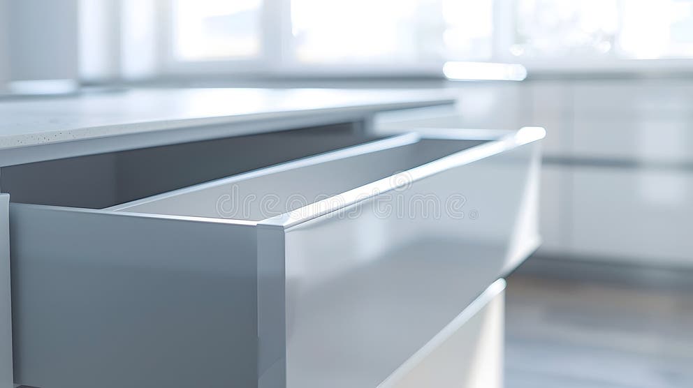 Generative AI Opened Empty Drawer in Light Kitchen Business Concept ...