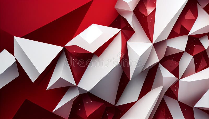 Generative AI, Organic and Geometric Shapes in Red and White Stock ...