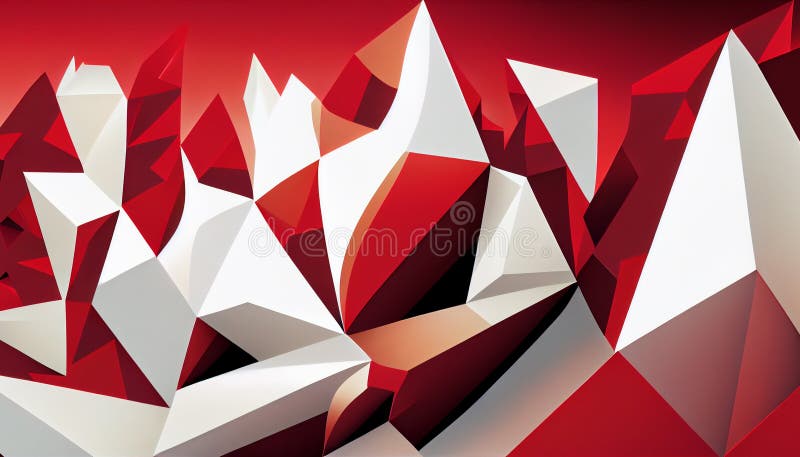 Generative AI, Organic and Geometric Shapes in Red and White Stock ...