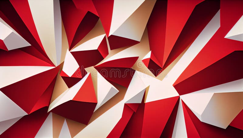 Generative AI, Organic and Geometric Shapes in Red and White Stock ...