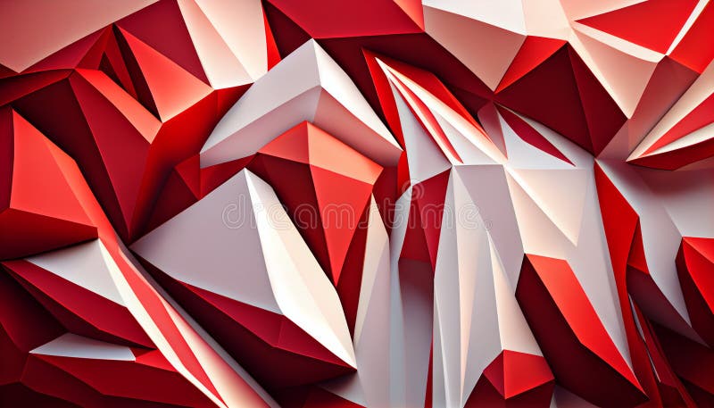 Generative AI, Organic and Geometric Shapes in Red and White Stock ...
