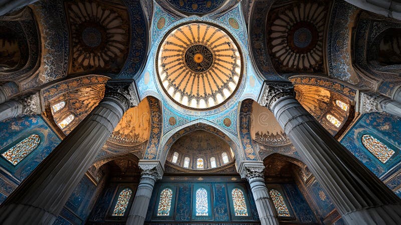 Generative AI Ornate Dome Interior of Historic Mosque Featuring ...