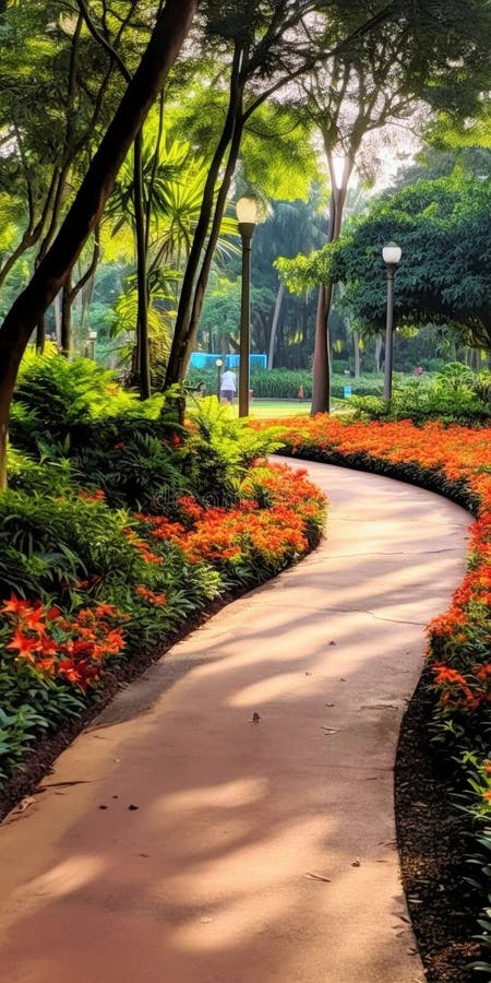 Park_Pathway_1690599430676_1 Stock Illustration - Illustration of lawn ...