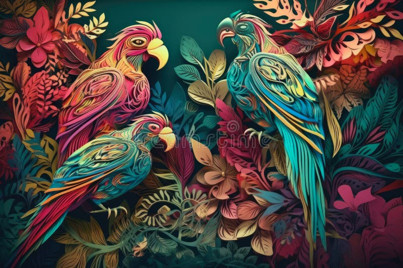 Mural Parrot Stock Illustrations – 126 Mural Parrot Stock Illustrations ...