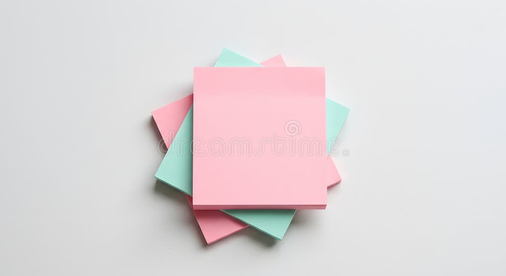 Generative AI. Pastel Sticky Notes Stack on Transparent Background for ...