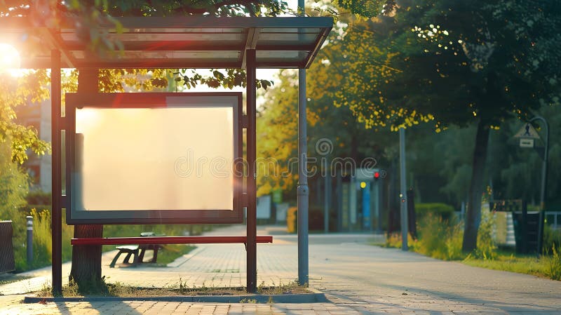 Generative AI Photo Empty Lightbox on the Bus Stop Horizontal Mockup ...