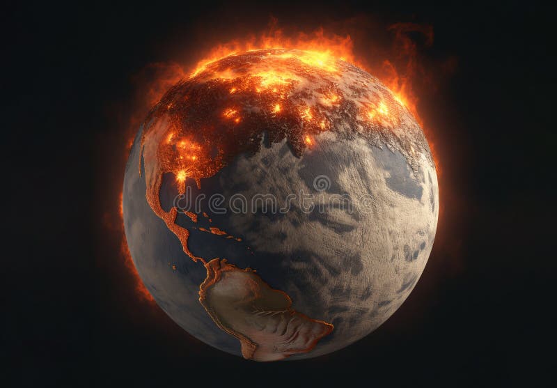 Generative AI, Planet Earth with Molten Surface, Magma on the Surface ...