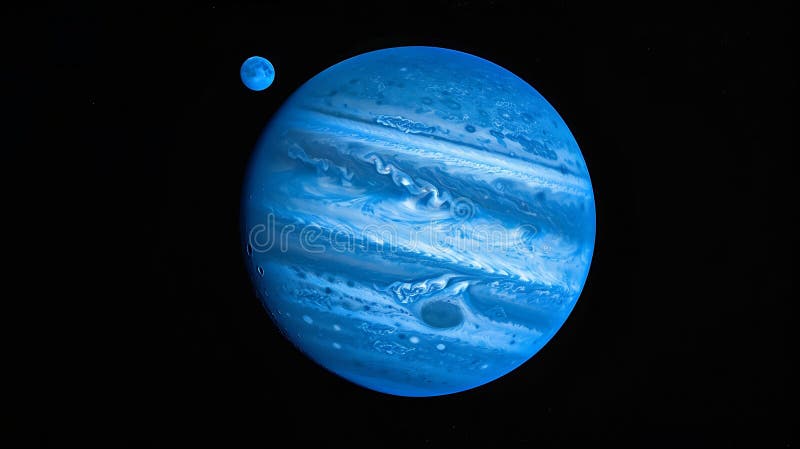 Generative AI Planet Jupiter in Blue Light with Moon Ganymede Elements ...