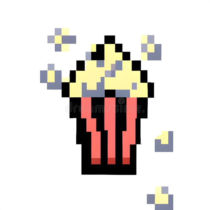 Popcorn Pixel Art Isolated. 8 Bit Sweetness Vector Illustration Stock ...
