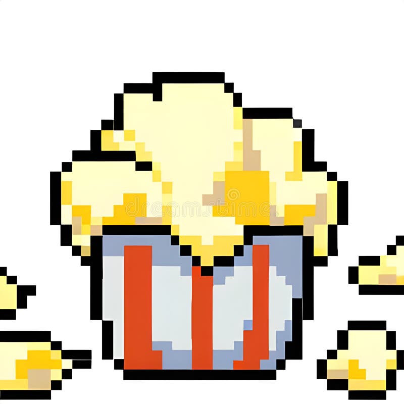 Popcorn Pixel Art Isolated. 8 Bit Sweetness Vector Illustration Stock Vector - Illustration of ...