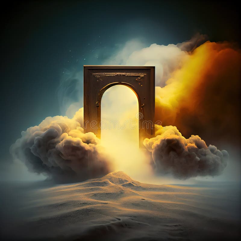 Portal in the Sand Fantasy Landscape Stock Illustration - Illustration ...