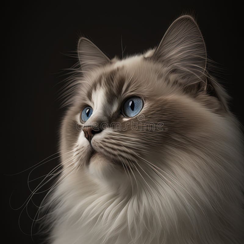 Generative AI. Portrait of a Cute Ragdoll Cat with Big Blue Eyes Stock ... Generative AI. Portrait of a Cute Ragdoll Cat with Big Blue Eyes Stock ...