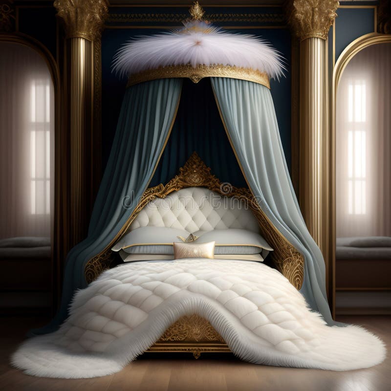 Generative AI: Princess Bed in Baroque Style with Beautiful Ornaments ...
