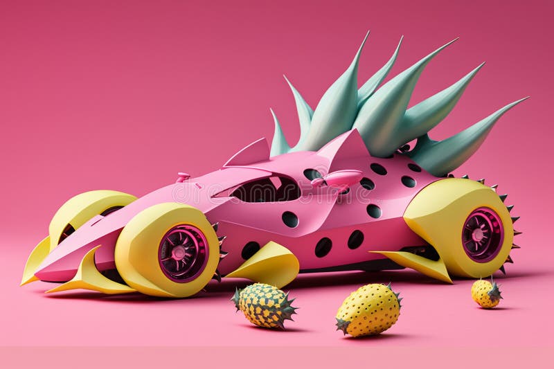Generative Ai Racing Car Created from Fruit Stock Illustration ...