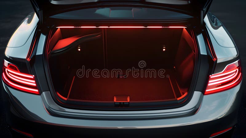Generative AI Rear View of the Car Open Trunk the Exterior of a Modern ...