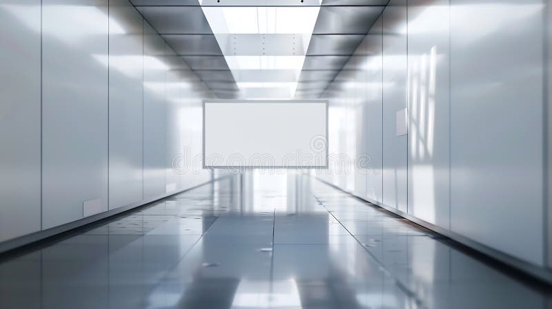 Generative AI Rectangular Blank Billboard White Mockup in the Airport ...