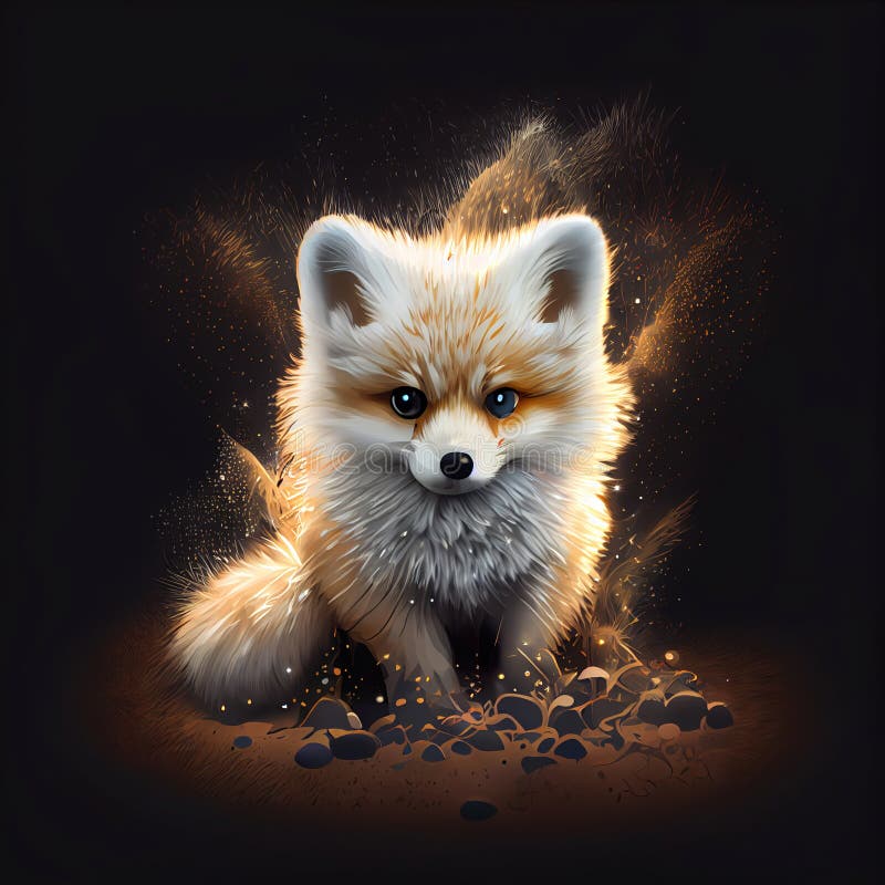 Generative AI: Red Fox in Winter with Gold Dust Stock Illustration ...