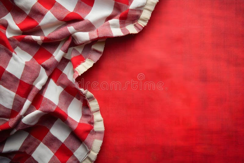Generative AI Red Gingham Checkered Fabric on Rich Red Background for ...