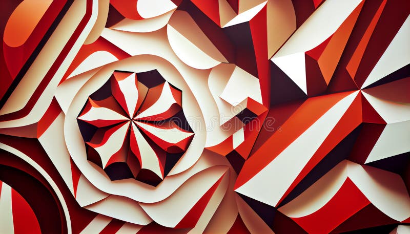 Generative AI, Red and White Geometric Shapes Abstract Pattern Stock ...