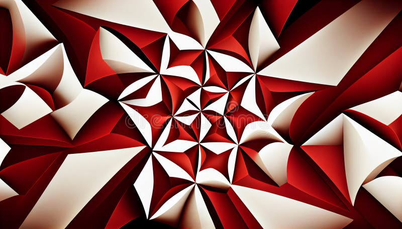 Generative AI, Red and White Geometric Shapes Abstract Pattern Stock ...