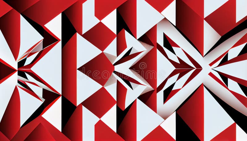 Generative AI, Red and White Geometric Shapes Abstract Pattern Stock ...