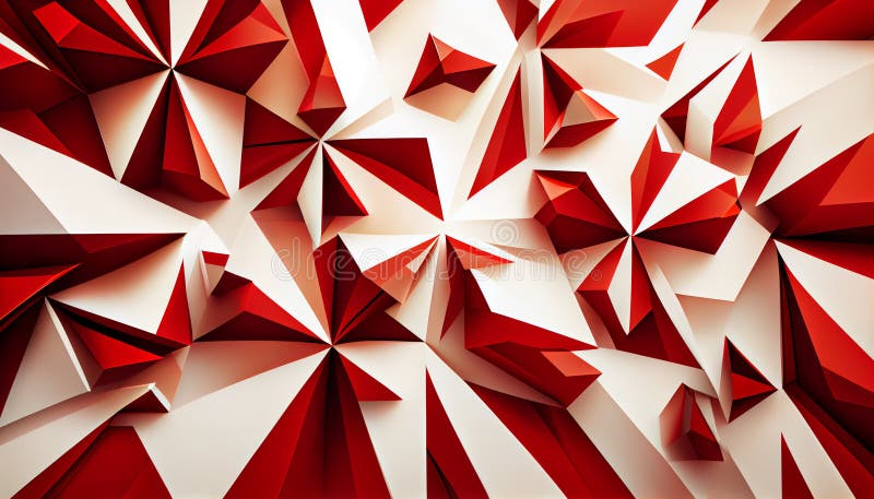 Generative AI, Red and White Geometric Shapes Abstract Pattern Stock ...