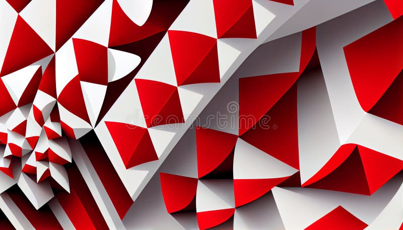 Generative AI, Red and White Geometric Shapes Abstract Pattern Stock ...