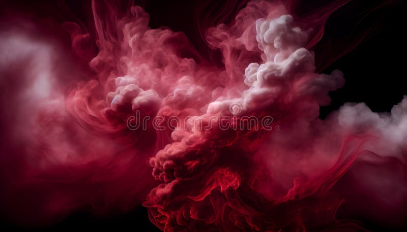 Generative AI, Red and White Moody Abstract Smoke Stock Illustration ...