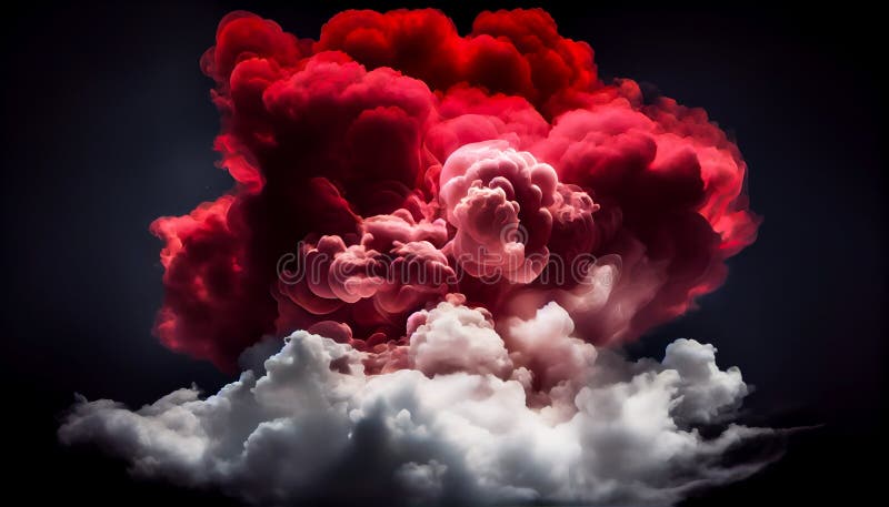 Generative AI, Red and White Moody Abstract Smoke Stock Illustration ...