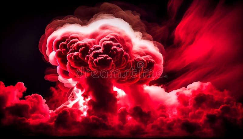 Generative AI, Red and White Moody Abstract Smoke Stock Photo - Image ...
