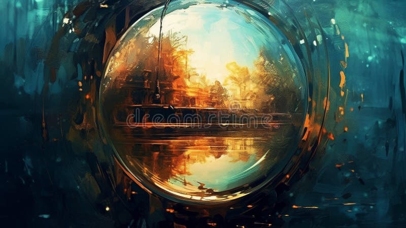 Generative AI, Reflective Illusions Stock Illustration - Illustration ...