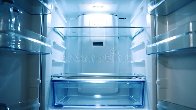 Generative AI Refrigerator Open Empty Fridge Inside Interior Close Up ...