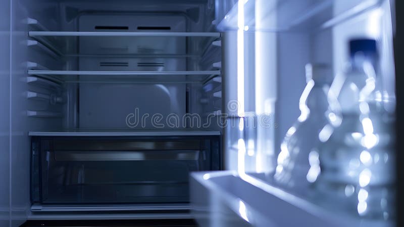 Generative AI Refrigerator Open Empty Fridge Inside Interior Close Up ...