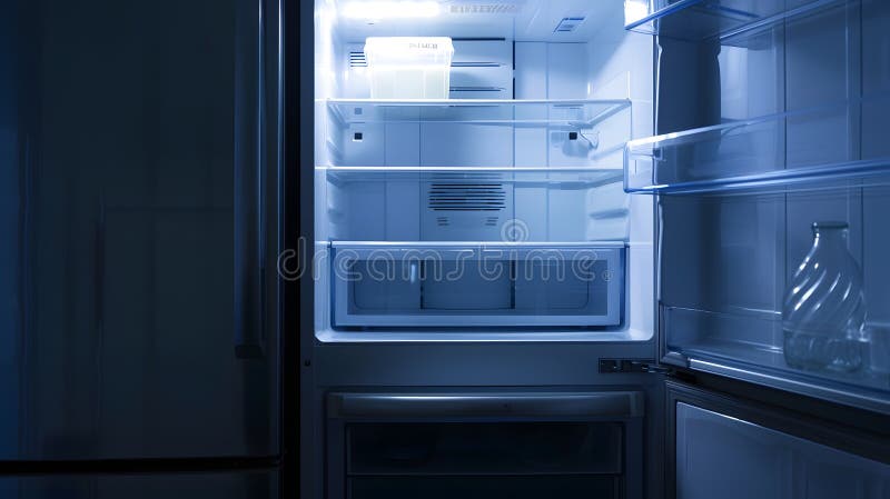Generative AI Refrigerator Open Empty Fridge Inside Interior Close Up ...