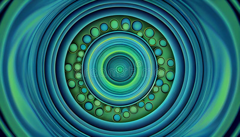 Generative AI, Ripples of Green and Blue - Concentric Circles Abstract Background Stock ...
