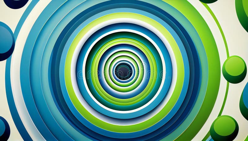Generative AI, Ripples of Green and Blue - Concentric Circles Abstract Background Stock ...