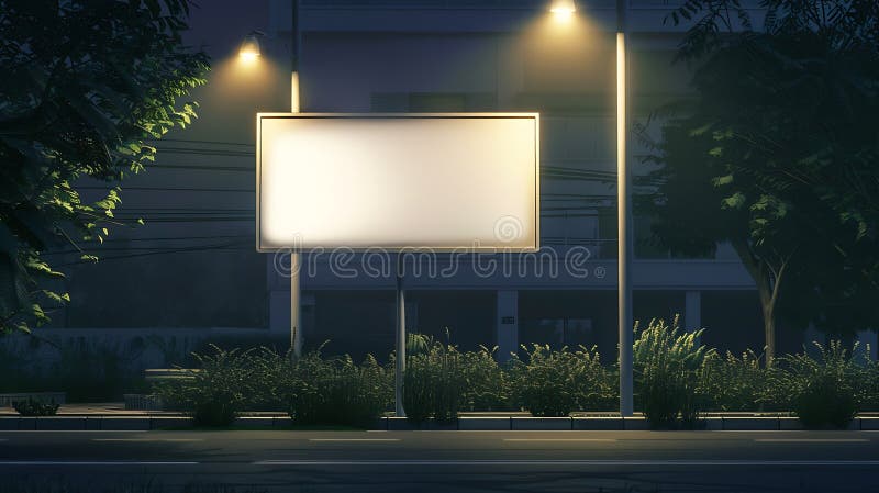 Generative AI Roadside Advertising Panel with Spotlights Billboard ...